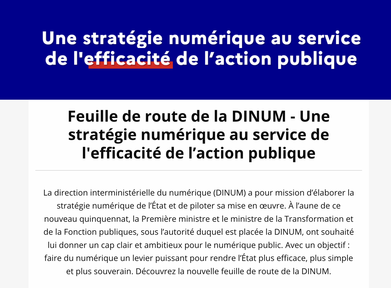 La Dinum présente sa nouvelle feuille de route